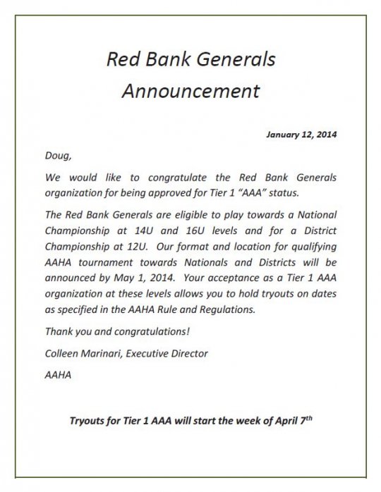 Greater Red Bank Generals powered by GOALLINE.ca