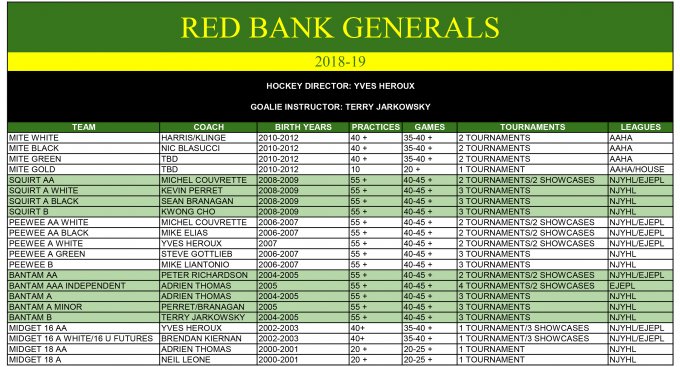 Greater Red Bank Generals powered by GOALLINE.ca